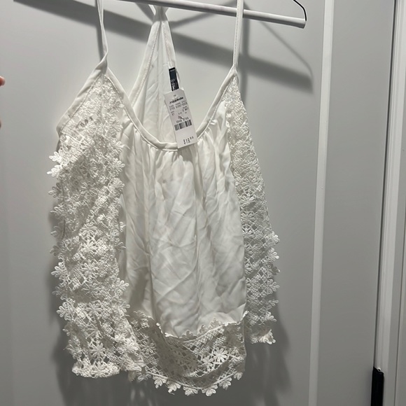 Acemi | Tops | Side Slit Crop Top With Crochet | Poshmark